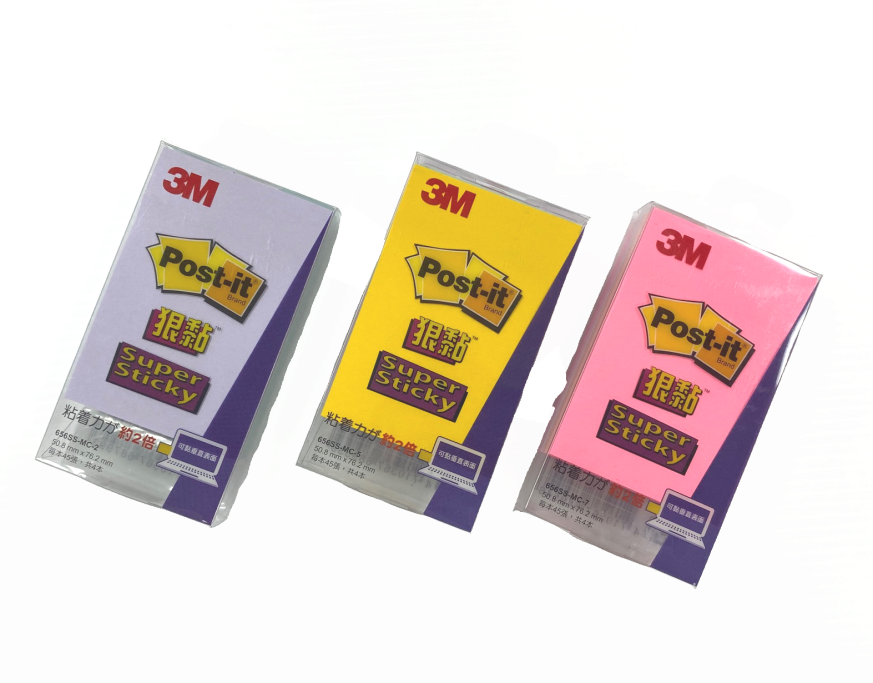 3M 656SS Super Sticky 超強黏貼便條紙(2"x3")-4色裝_報事貼_G-報事貼及標籤貼紙_歷山文儀中心