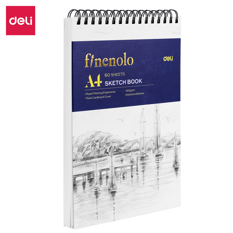 Deli finenolo C276 A4 160g Sketch book 畫簿(60張)-直開_畫簿及繪圖簿_N-筆記簿及會計用品_歷山文儀中心