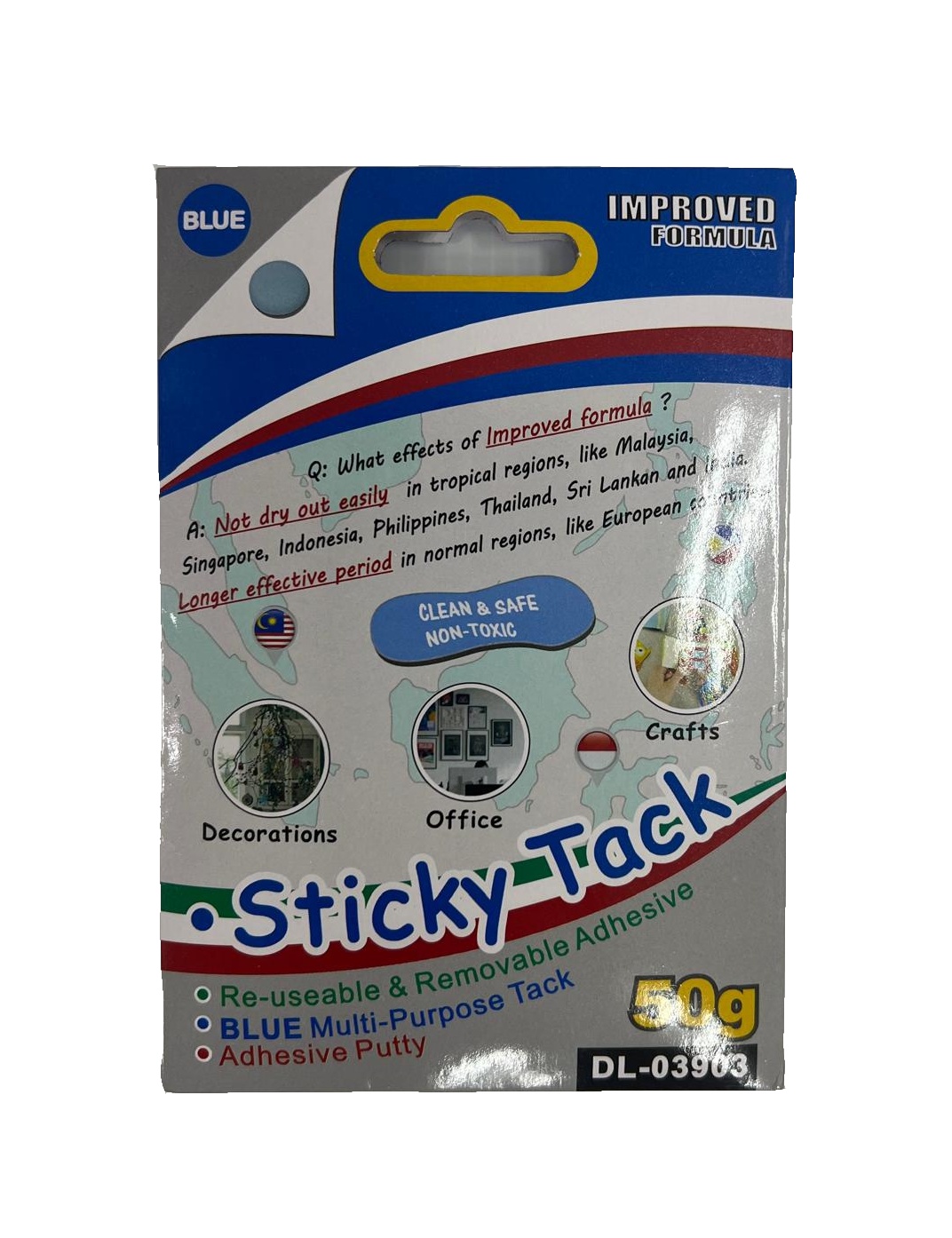 Delux DL-03903 50g 萬用膠泥膠貼Blue Tack(藍色)_泥膠貼_L-膠紙及粘貼類_歷山文儀中心